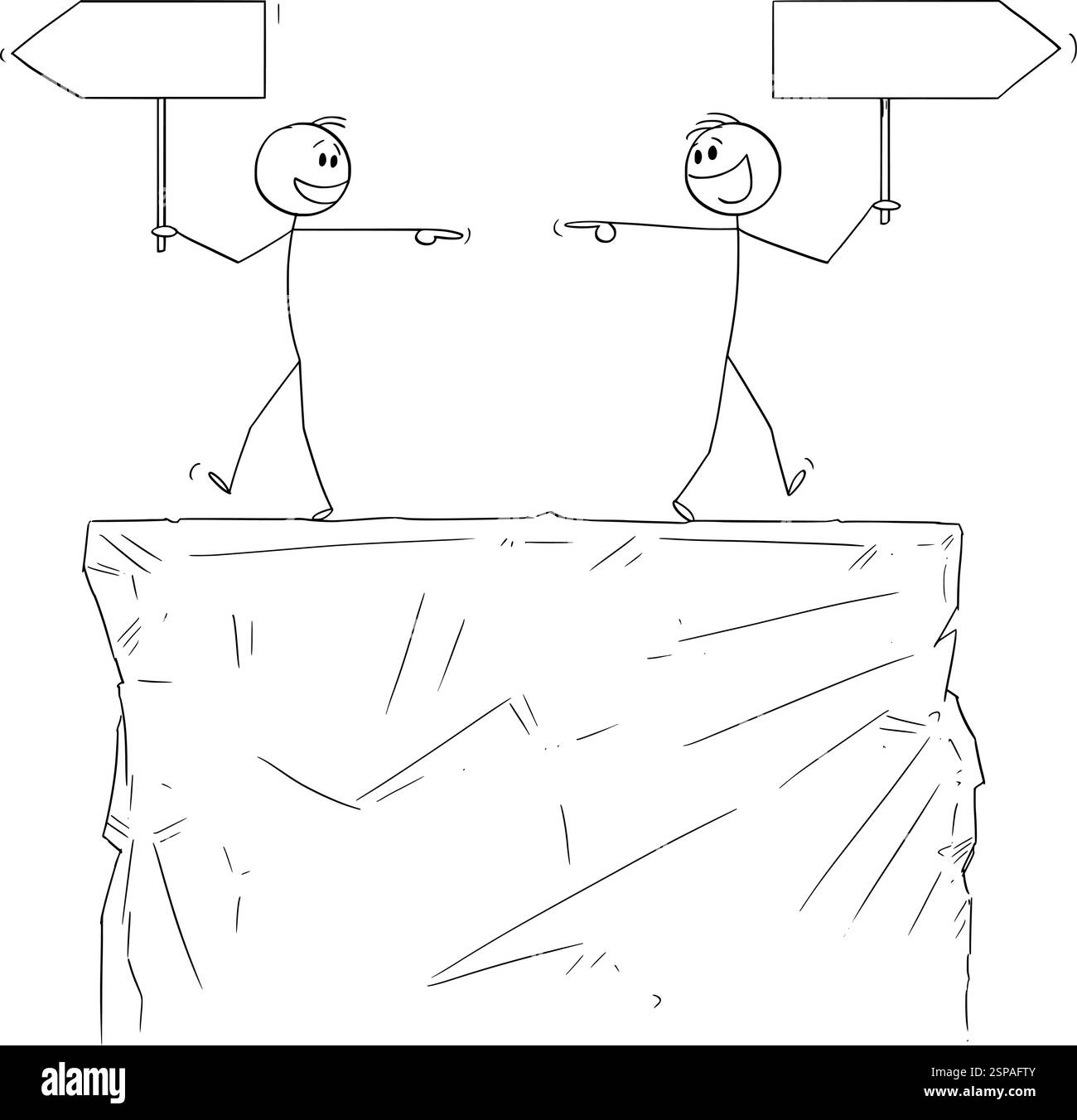 Two people walking wrong directions and laughing each other, vector ...