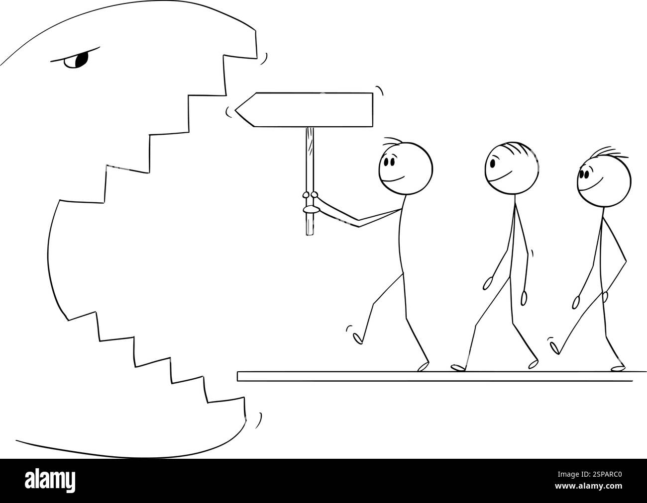 Team Facing disaster or problem, vector cartoon stick figure or ...