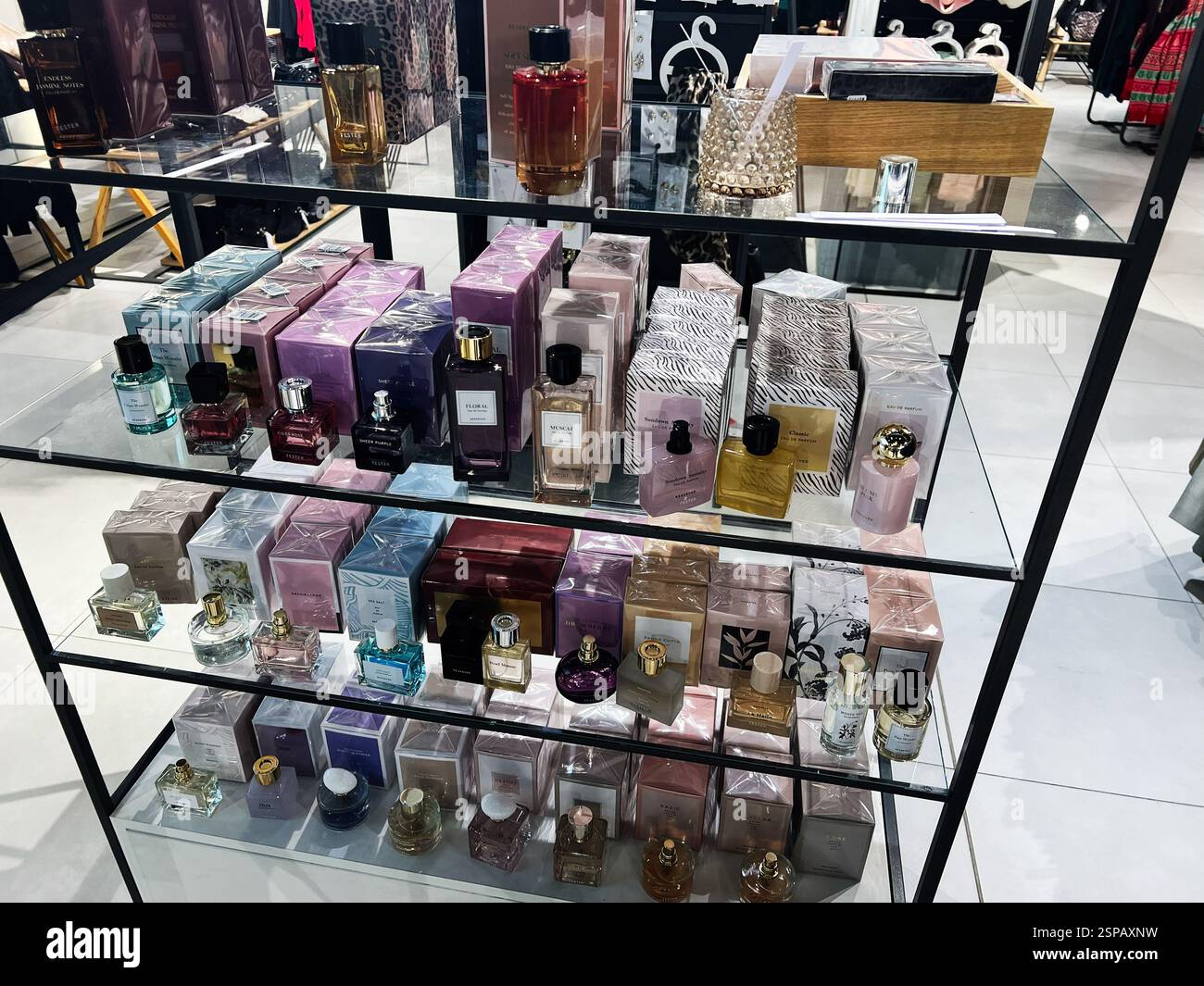 Lviv, Ukraine - February 13, 2025: Wide selection of perfumes elegantly ...