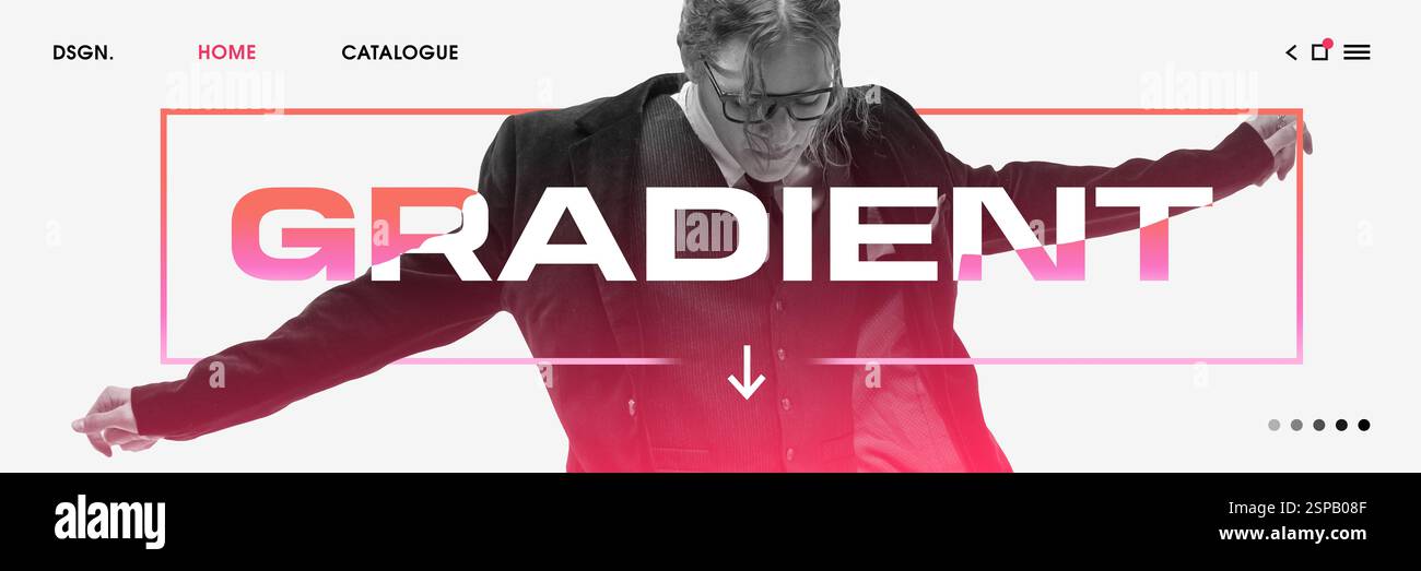 Elegant man in black suit in dynamic pose, layered with gradient ...