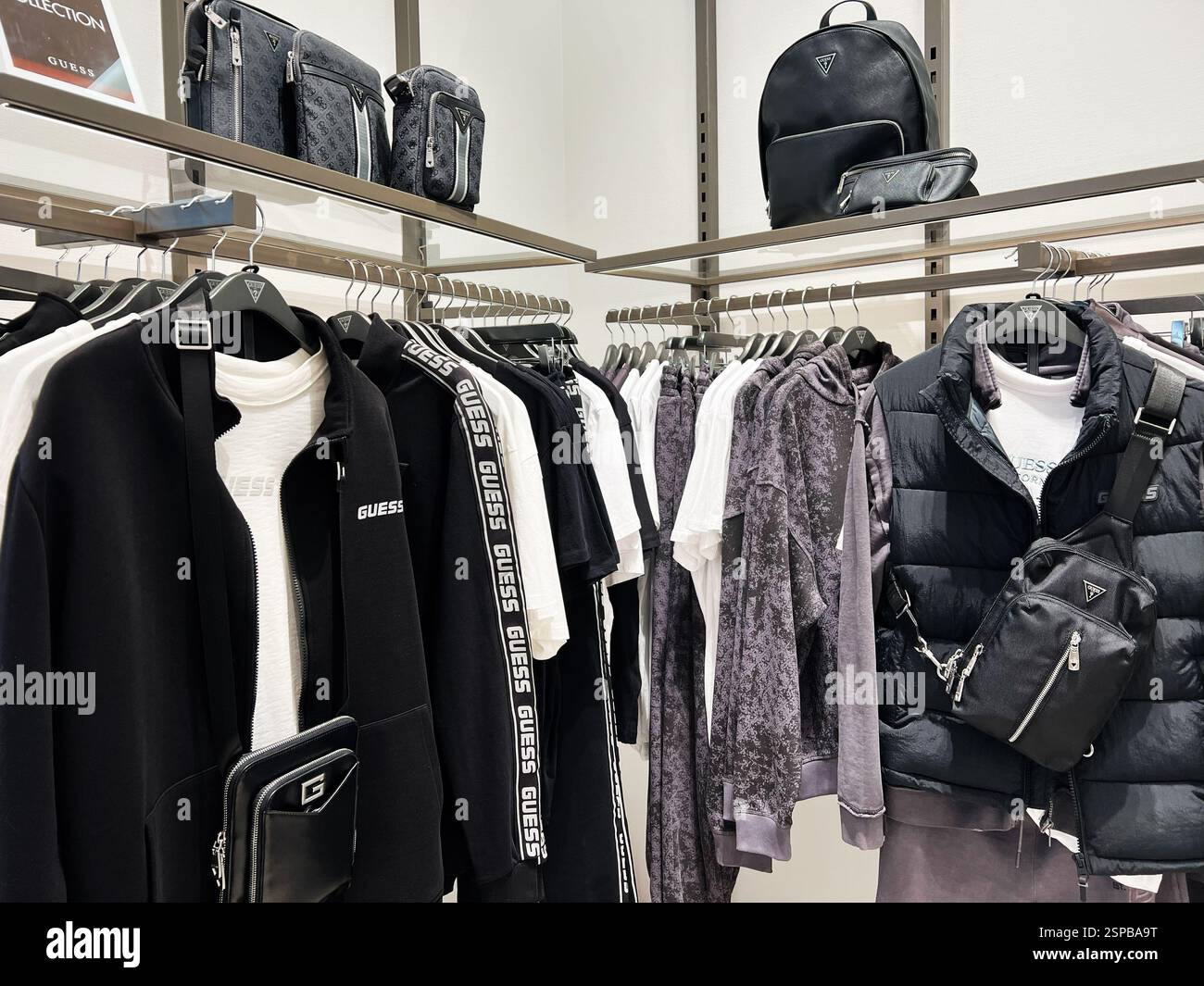 Lviv, Ukraine - February 13, 2025: Fashionable display of Guess ...