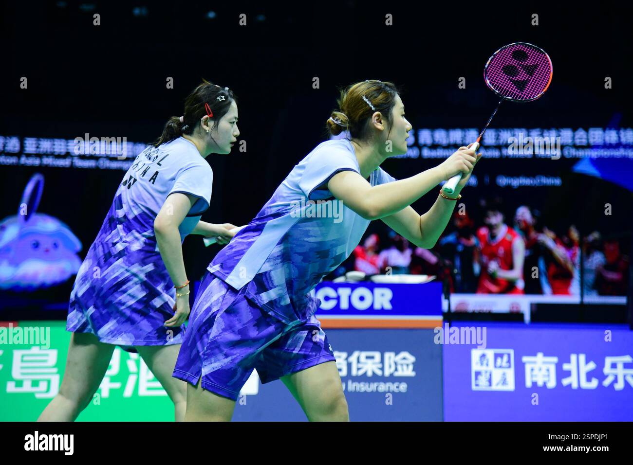 QINGDAO, CHINA - FEBRUARY 14, 2025 - Chinese players KENG Shu Liang and WANG Ting Ge VS YEUNG ...