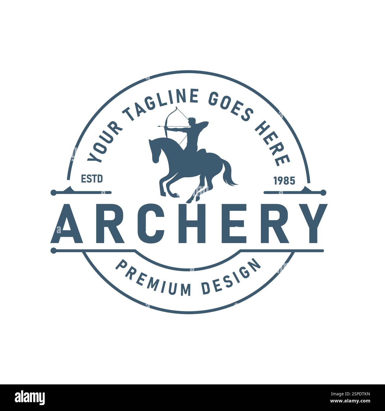 Medieval Warrior Design on Horse with Bow He Aims Arrow During Battle ...