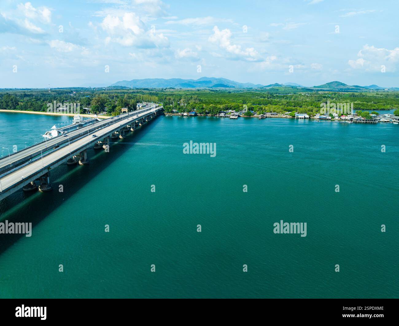 Aerial view of Sarasin bridge road transportation background concept ...
