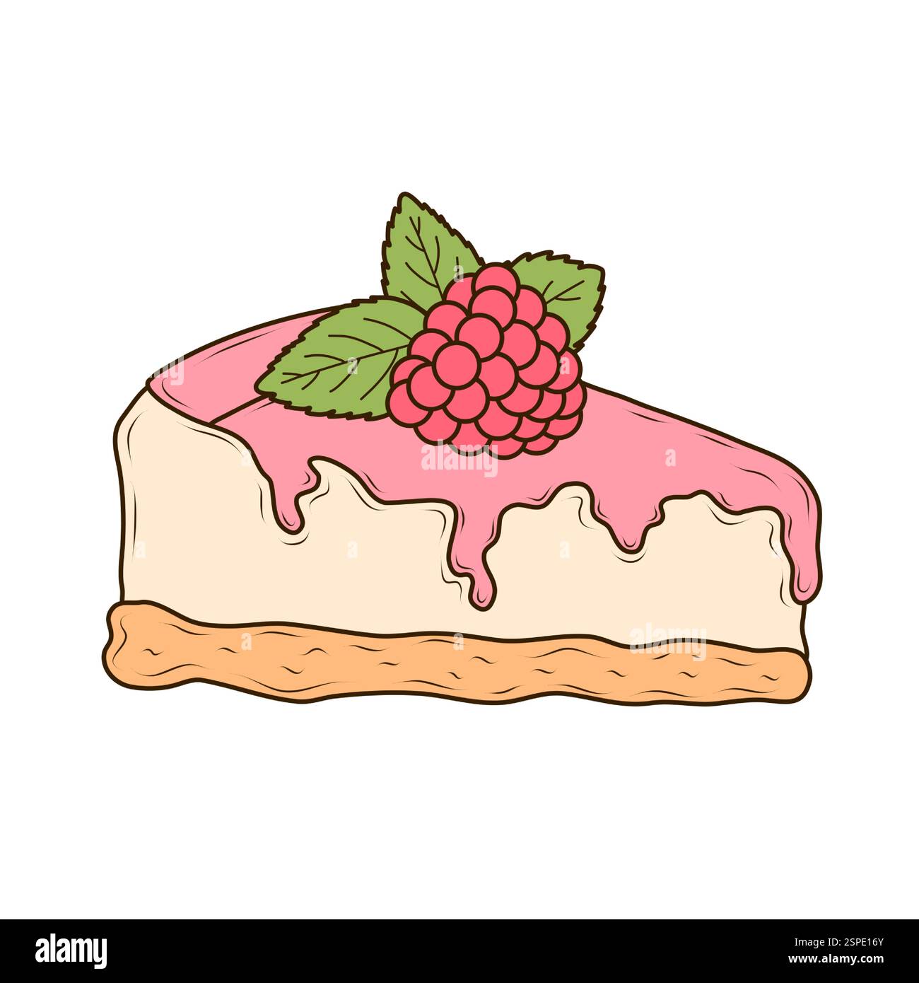 Appetizing cheesecake with pink glaze and sweet raspberry on top ...
