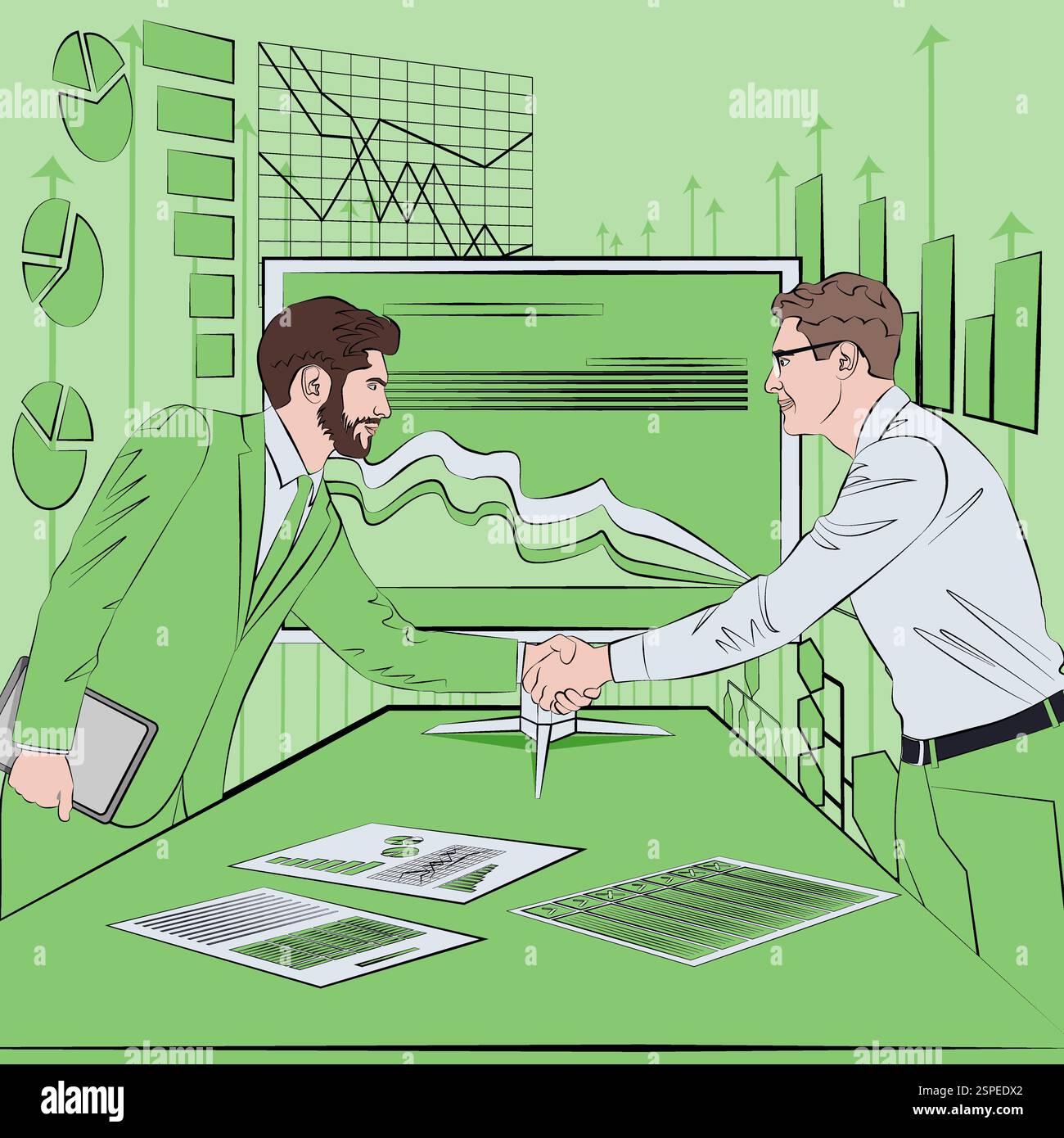 Businessmen shaking hands at meeting in office. Successful business and ...
