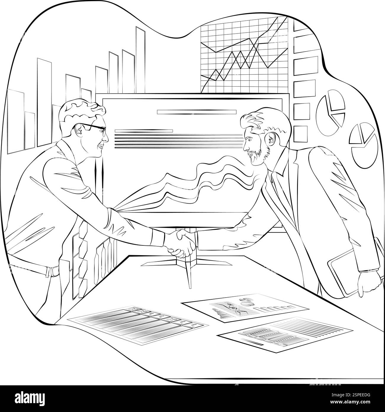 Businessmen shaking hands at meeting in office. Successful business and ...