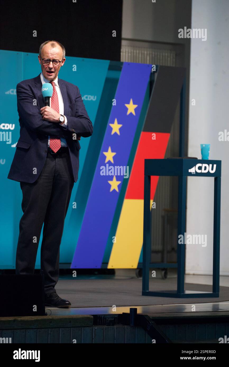Stromberg, Germany. February 07, 2025. Friedrich Merz, chancellor ...