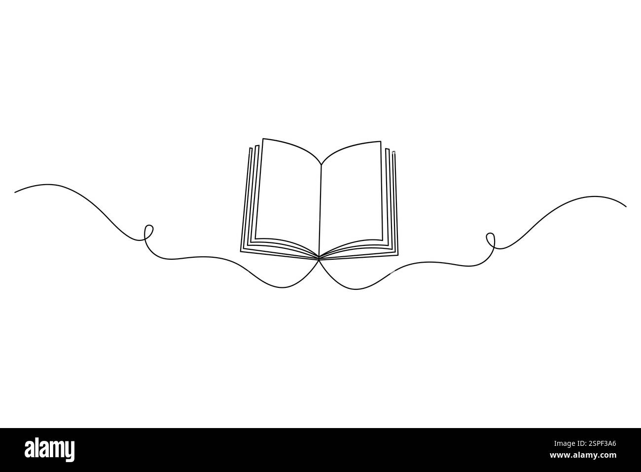 Continuous single line art drawing of books concept outline vector ...