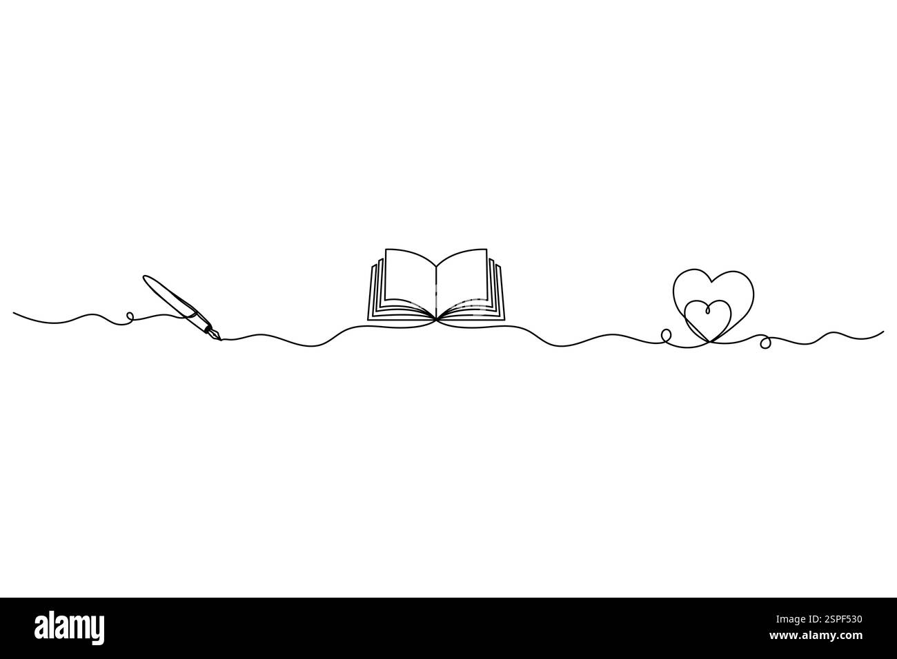 Continuous single line art drawing of books concept outline vector ...