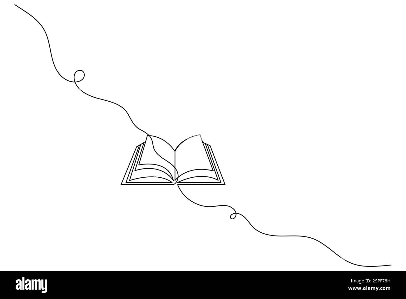 Continuous single line art drawing of books concept outline vector ...