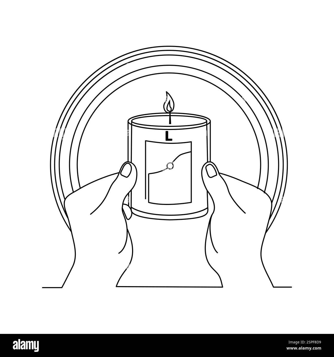 Candle continuous single line art drawing and one line vector ...