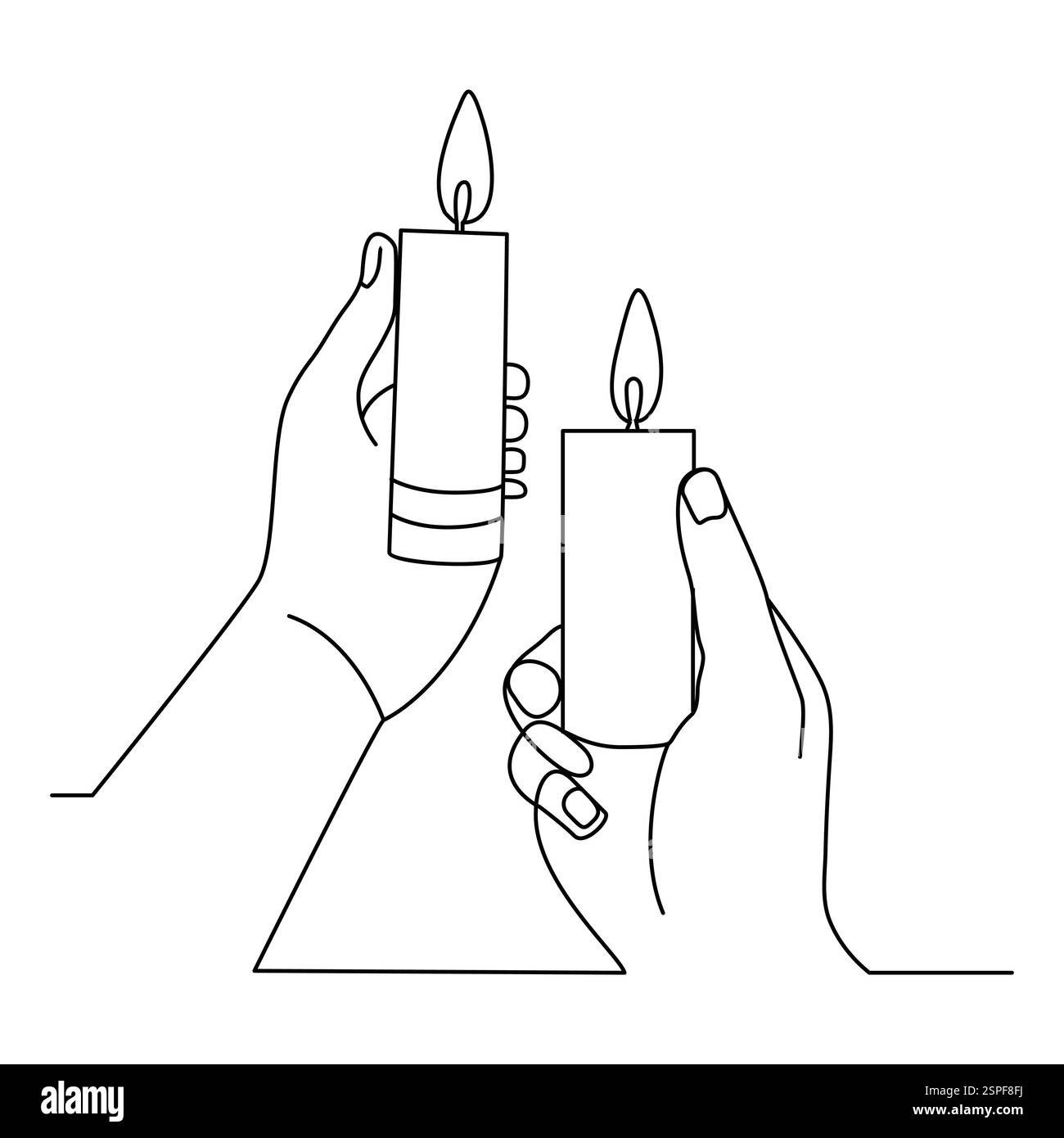 Candle continuous single line art drawing and one line vector ...