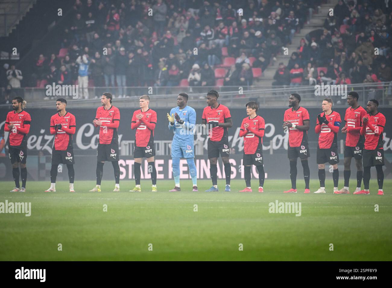 Rennes, France. 02nd Feb, 2025. Team of Rennes during the French ...