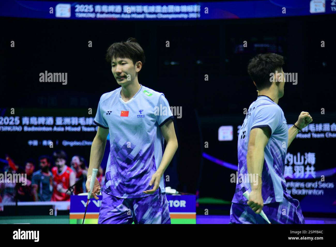 QINGDAO, CHINA - FEBRUARY 14, 2025 - Chinese players CHEN Xu Jun and ...