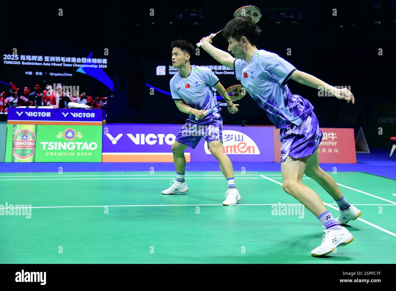QINGDAO, CHINA - FEBRUARY 14, 2025 - Chinese players CHEN Xu Jun and ...