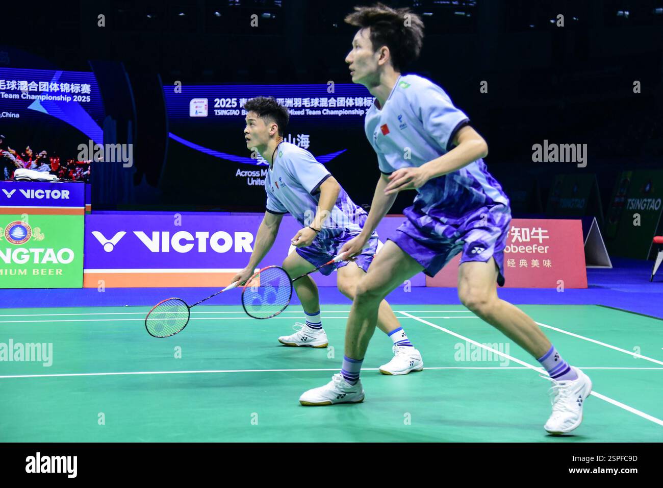 QINGDAO, CHINA - FEBRUARY 14, 2025 - Chinese players CHEN Xu Jun and ...