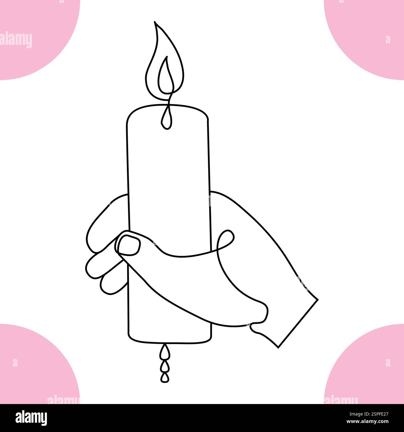 Candle continuous single line art drawing and one line vector ...