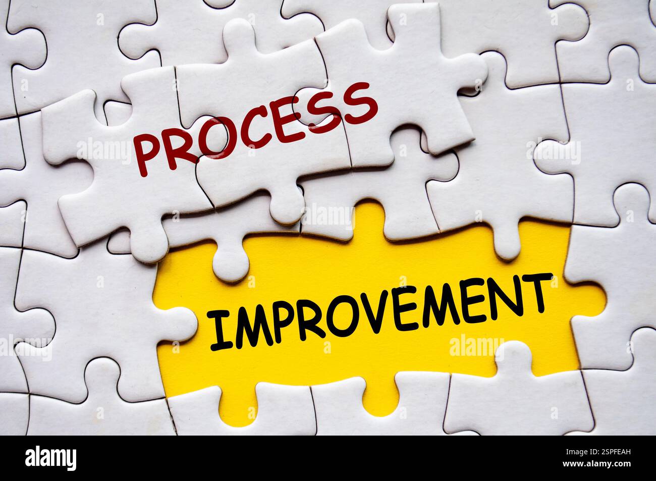 Top view of Process Improvement on jigsaw puzzle. Continuous Process ...