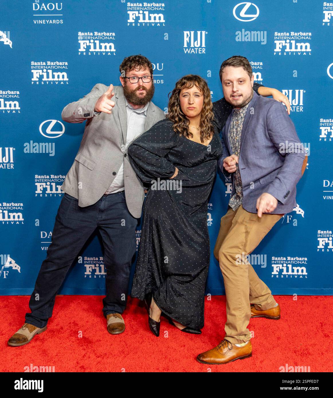 Red carpet arrivals:(l-r) Ian Wexler, Ally Condrath, and Kyle Miller ...