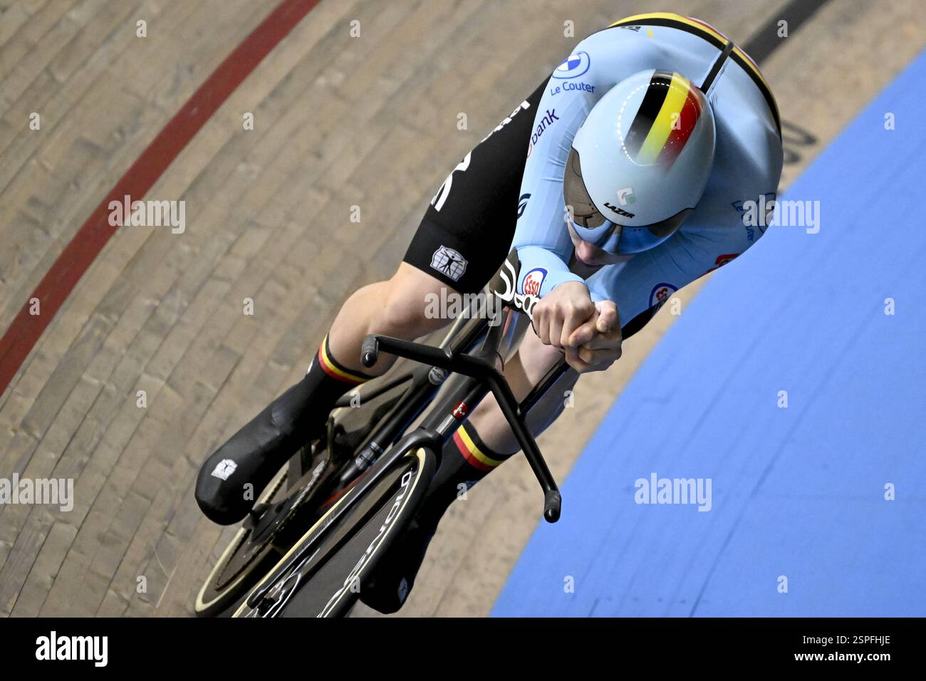 Heusden Zolder, Belgium. 14th Feb, 2025. Belgian Thibaut Bernard pictured in action during the ...