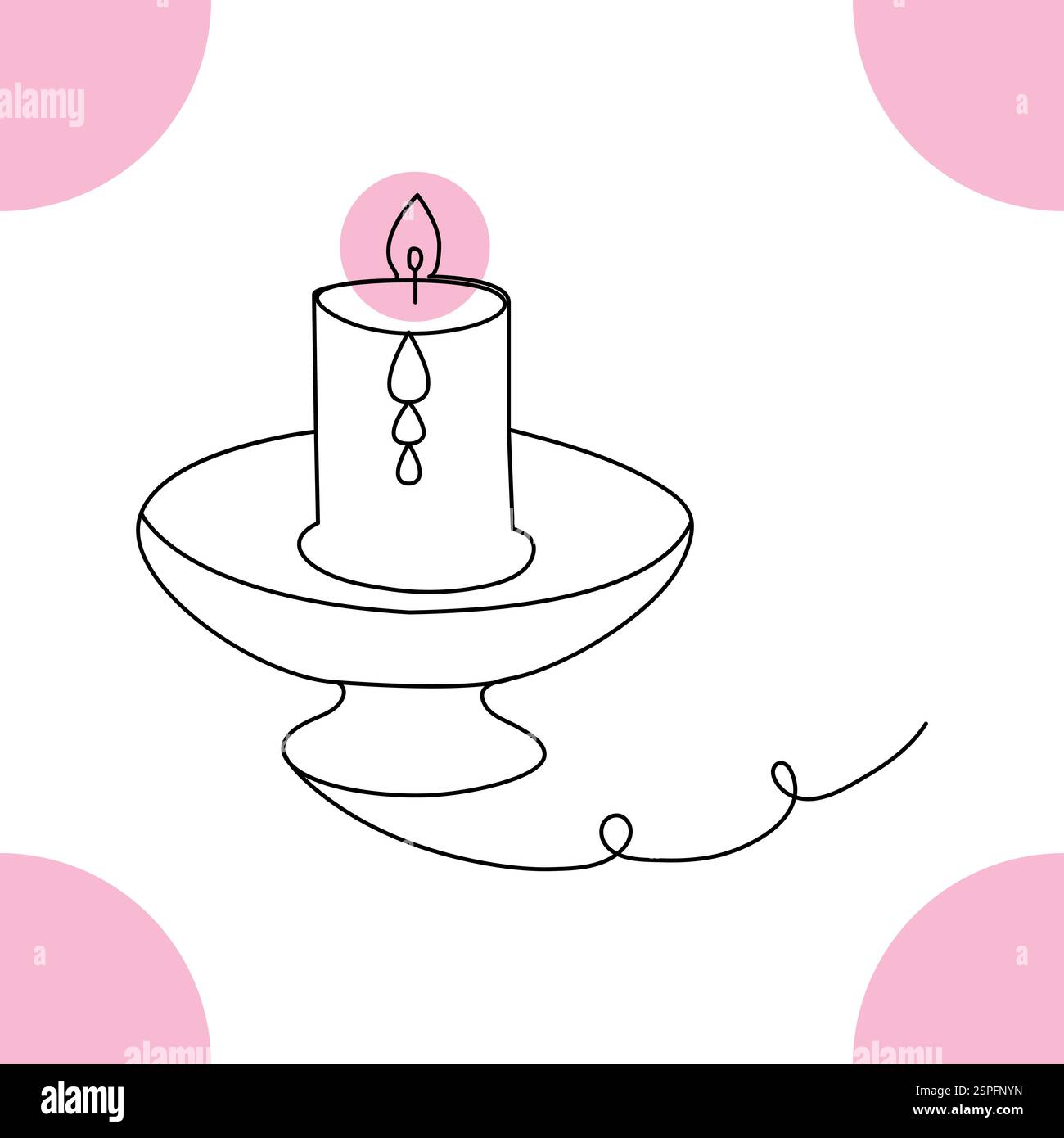 Candle continuous single line art drawing and one line vector ...