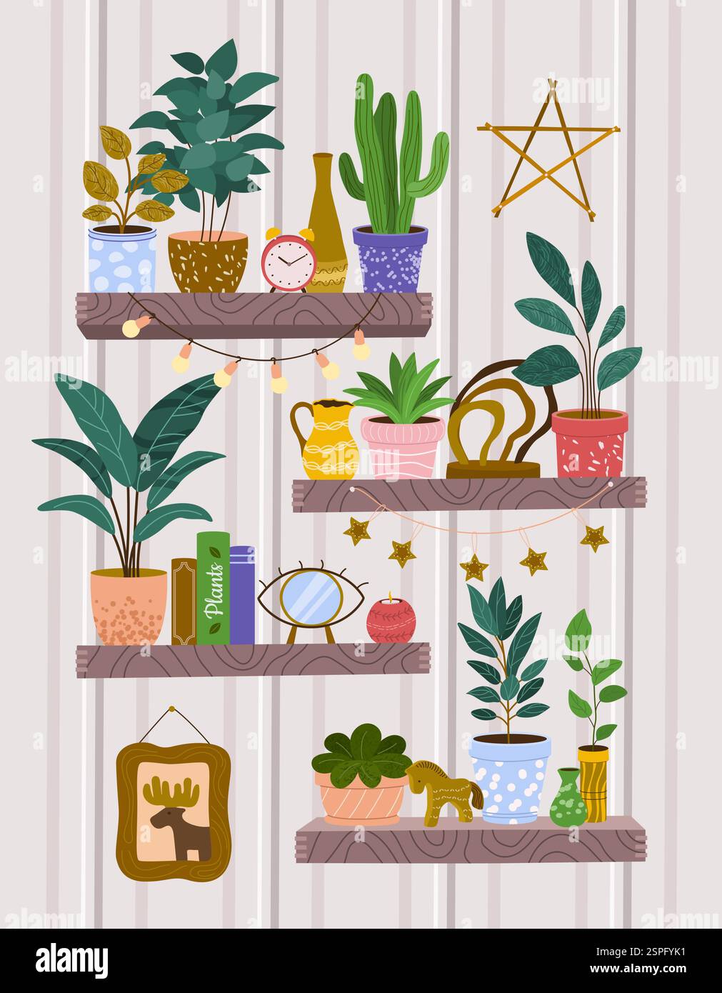 Home shelf books plant Stock Vector Images - Alamy