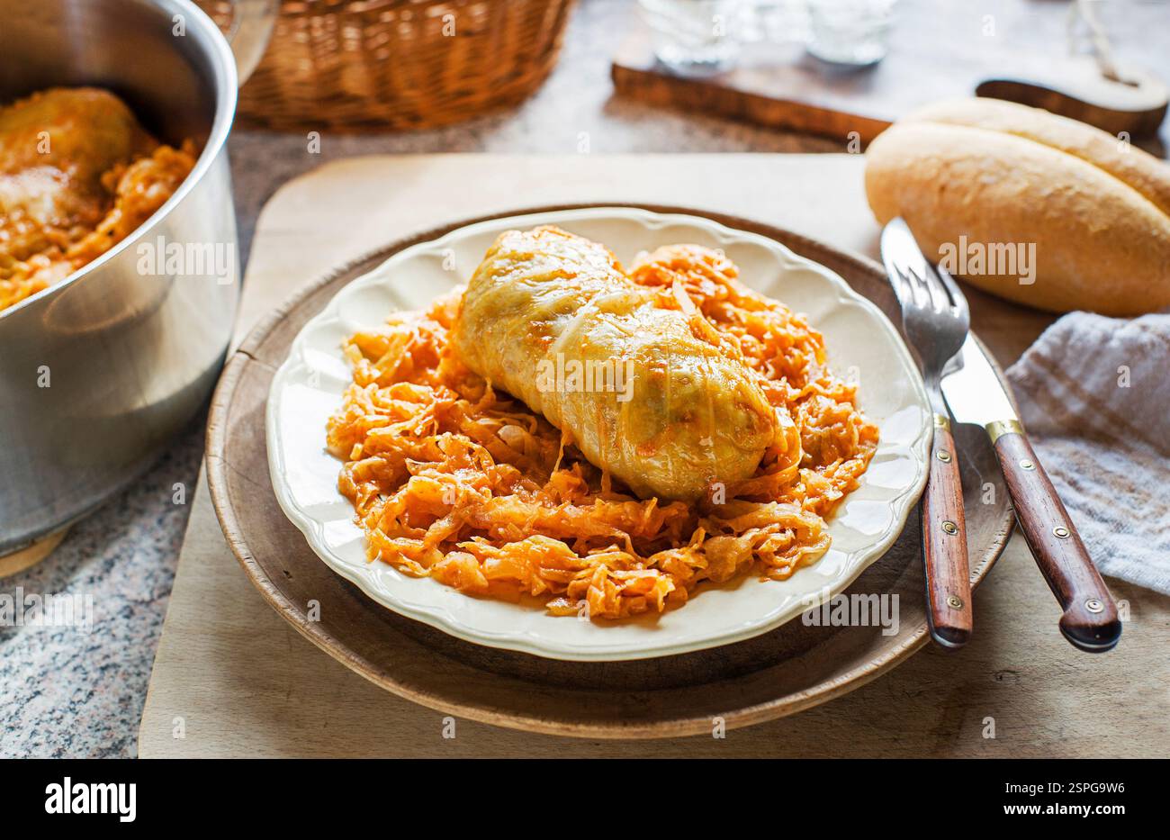 Homemade Cabbage rolls with meat, rice and vegetables. Stuffed cabbage ...