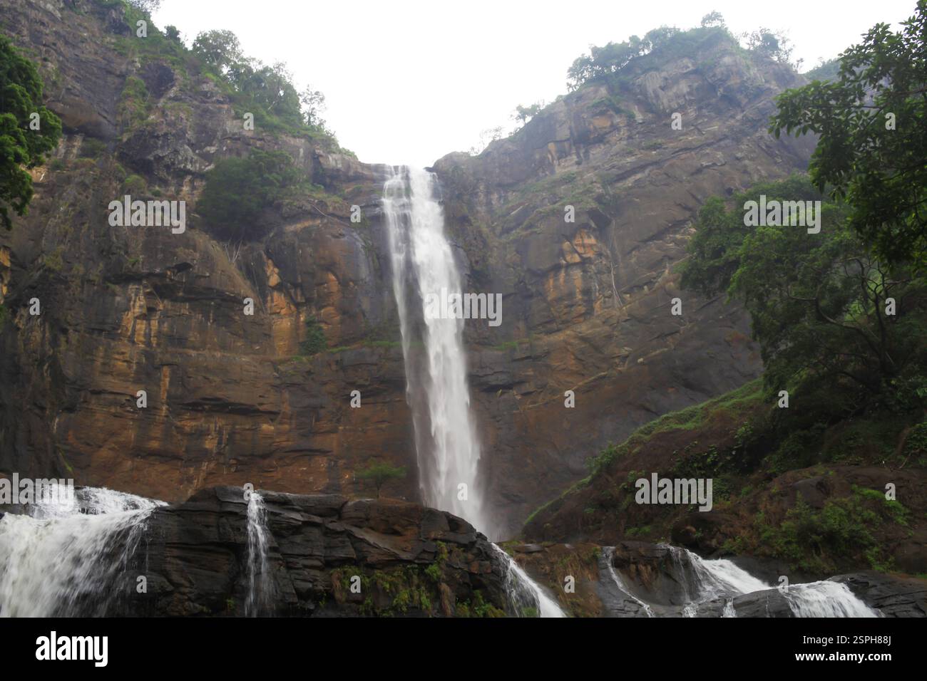 Curug Cikanteh One Of beautiful waterfalls in Ciletuh, Sukabumi, west Java Indonesia Stock Photo ...