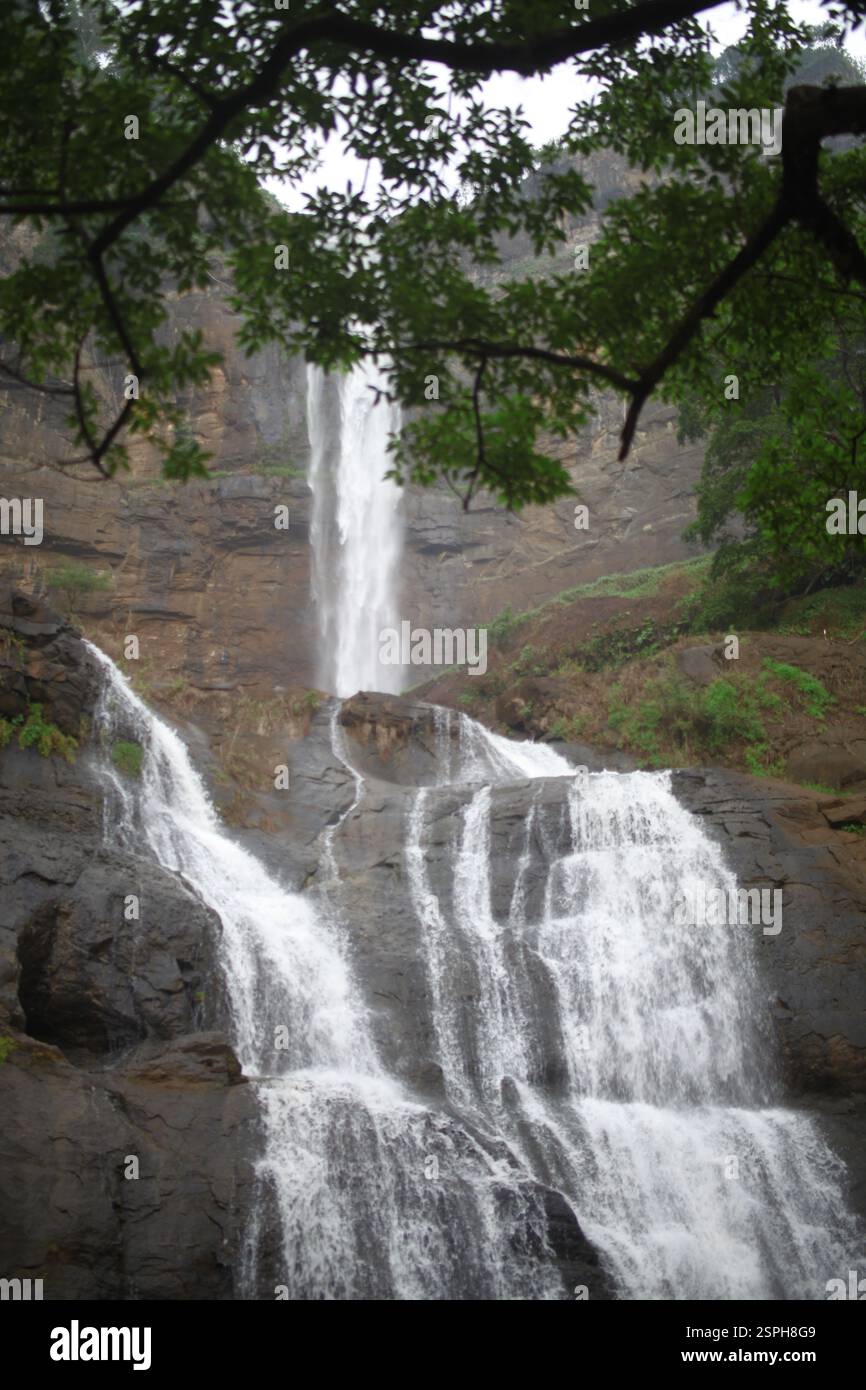 Curug Cikanteh One Of beautiful waterfalls in Ciletuh, Sukabumi, west Java Indonesia Stock Photo ...