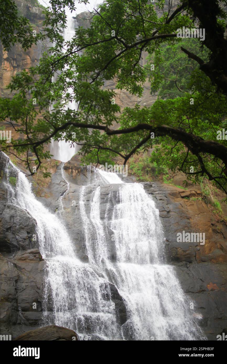 Curug Cikanteh One Of beautiful waterfalls in Ciletuh, Sukabumi, west Java Indonesia Stock Photo ...