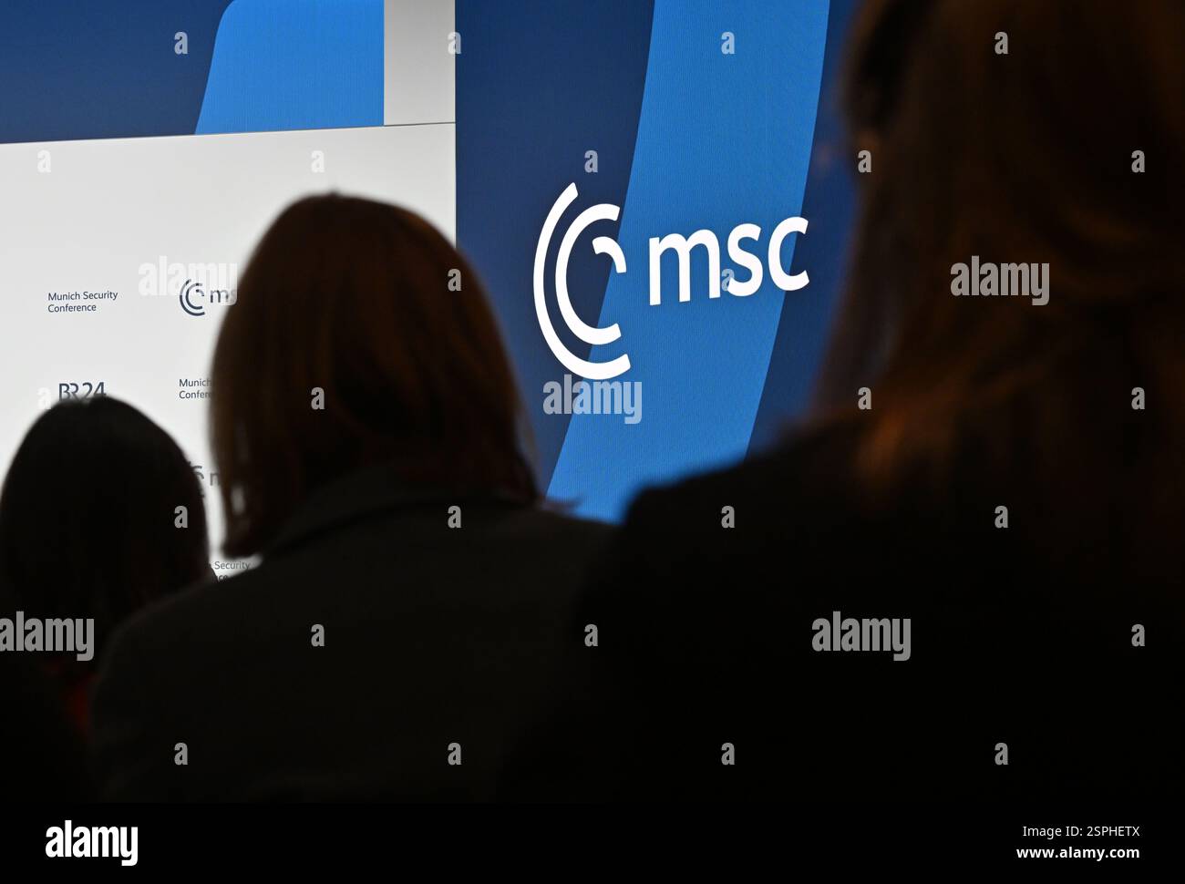 Munich, Germany. 14th Feb, 2025. The event's logo has been printed on a ...