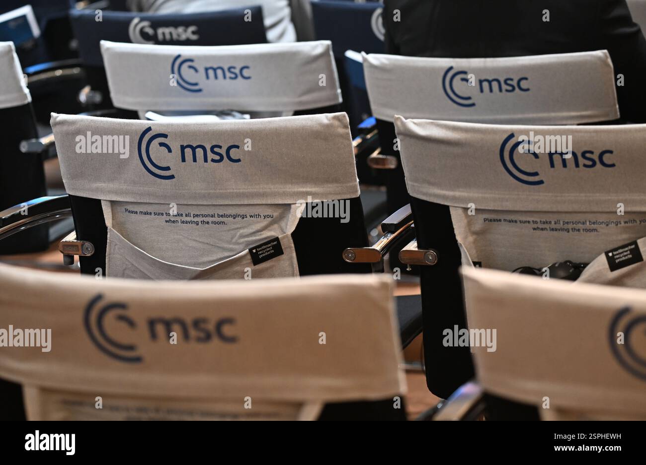 Munich, Germany. 14th Feb, 2025. The event logo has been printed on ...