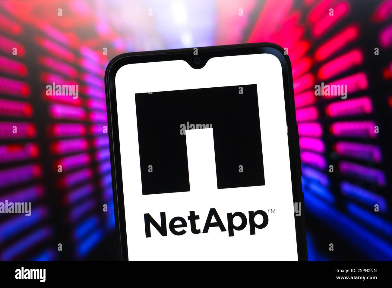 In this photo illustration, the NetApp logo is seen displayed on a smartphone screen Stock Photo ...