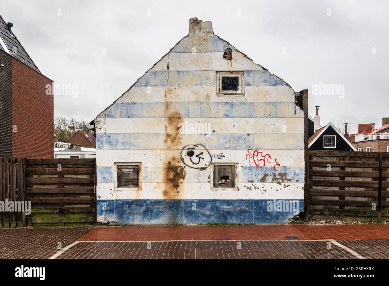 gable wall of a dilapidated shed in Domburg on Walcheren, Zeeland ...