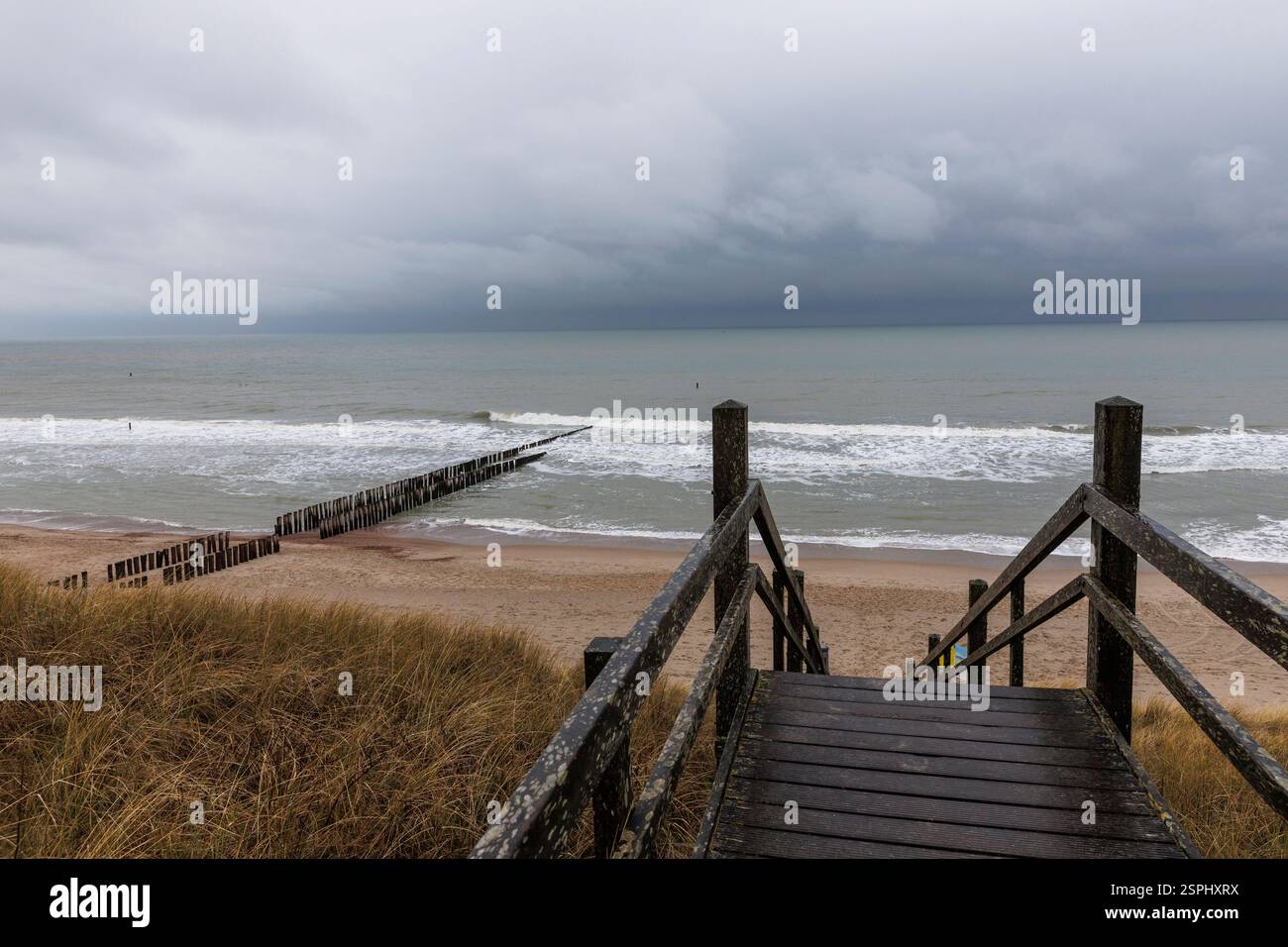 stairs to the beach in Domburg on the peninsula Walcheren, Zeeland ...