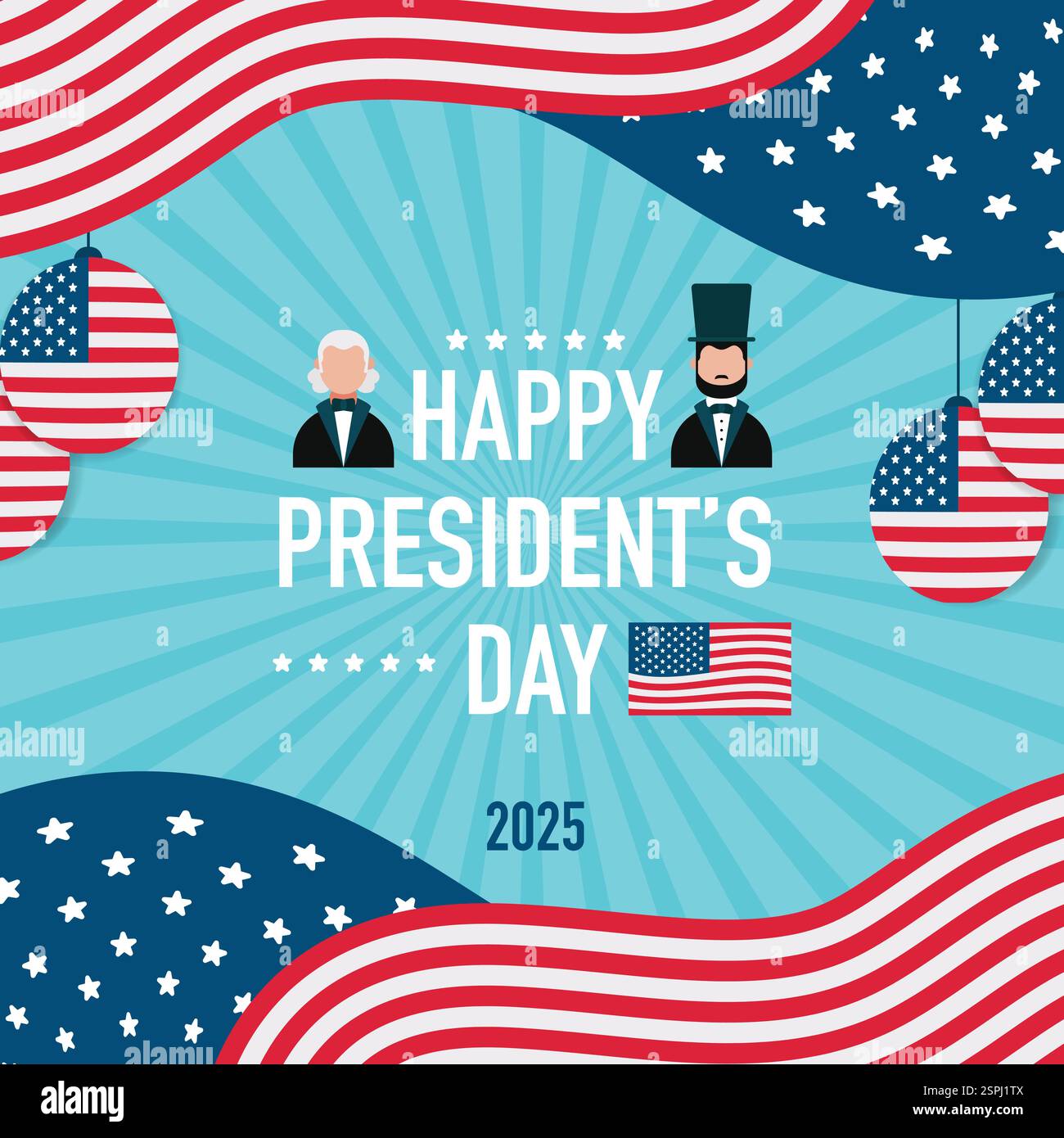 Celebration of President's Day 2025 with patriotic design, featuring ...
