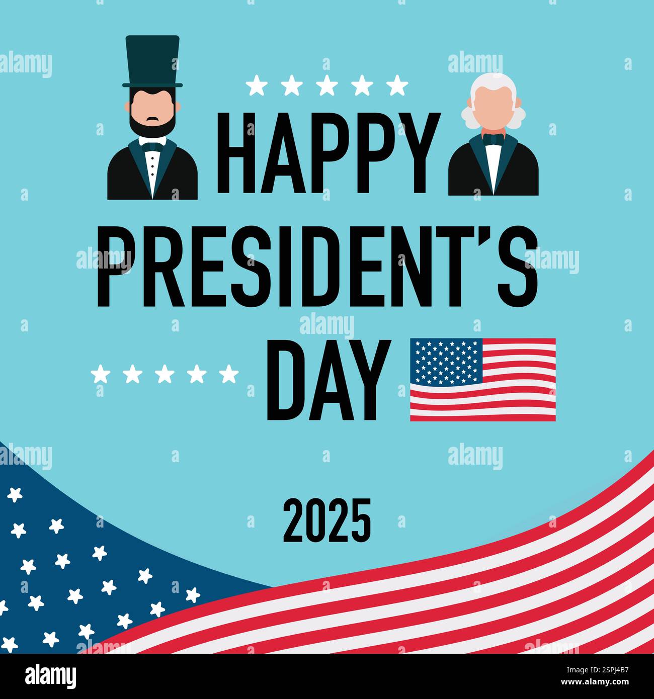 Celebration of President's Day 2025 with patriotic design, featuring ...