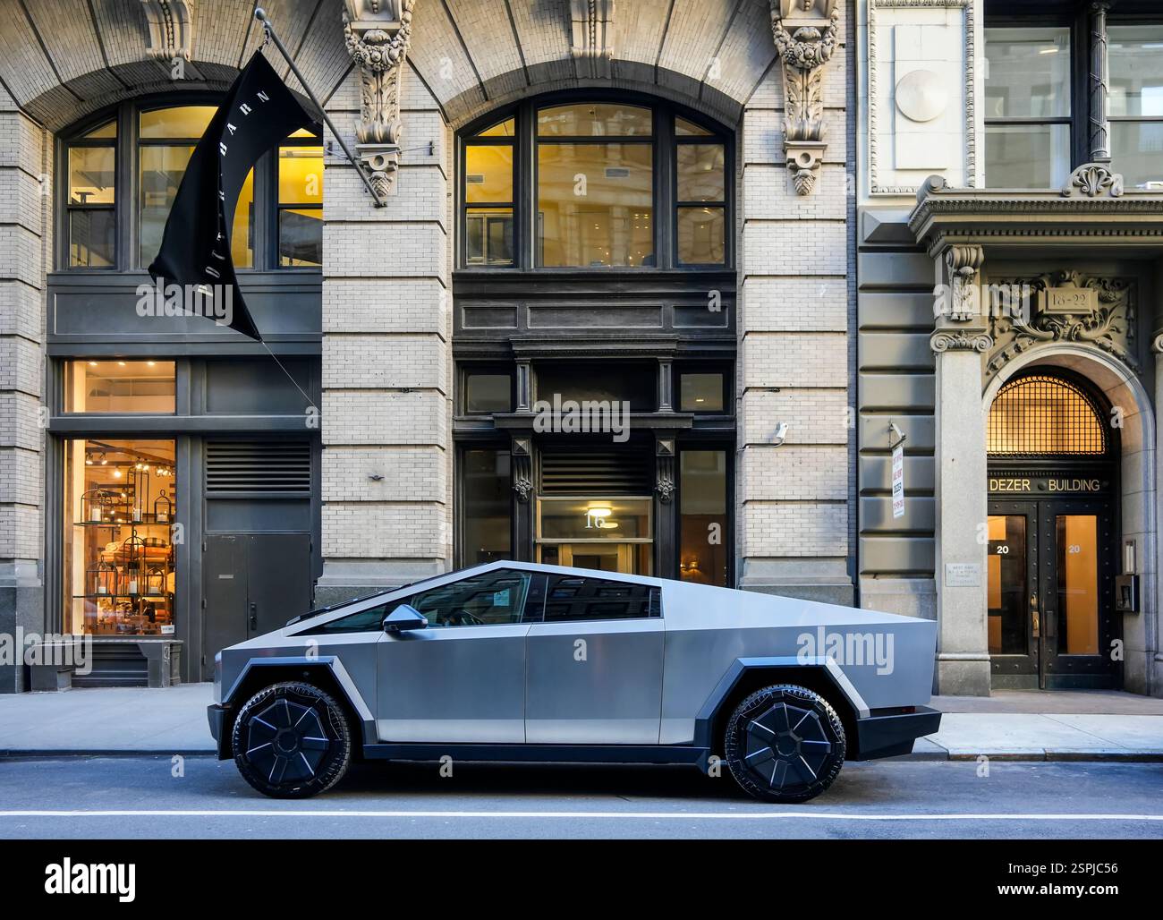 A Tesla Cybertruck parked in the Flatiron neighborhood in New York on ...