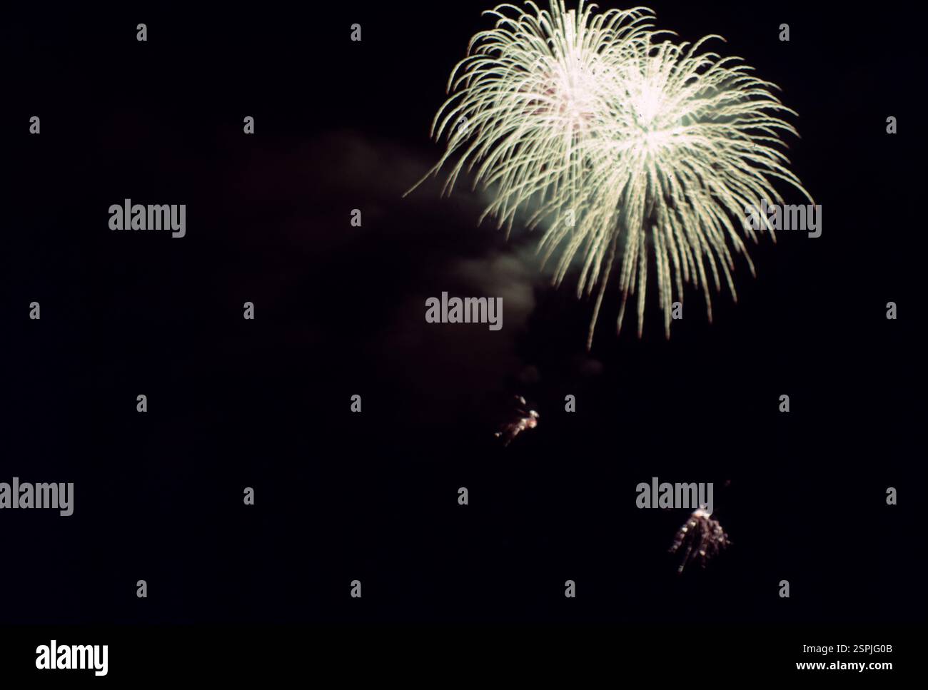 Long Beach CA USA July 4, 1982. Beautiful fireworks display in the Long ...