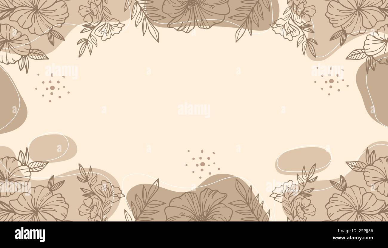 Elegant brown floral banner with hand drawn botanical line art. Perfect ...