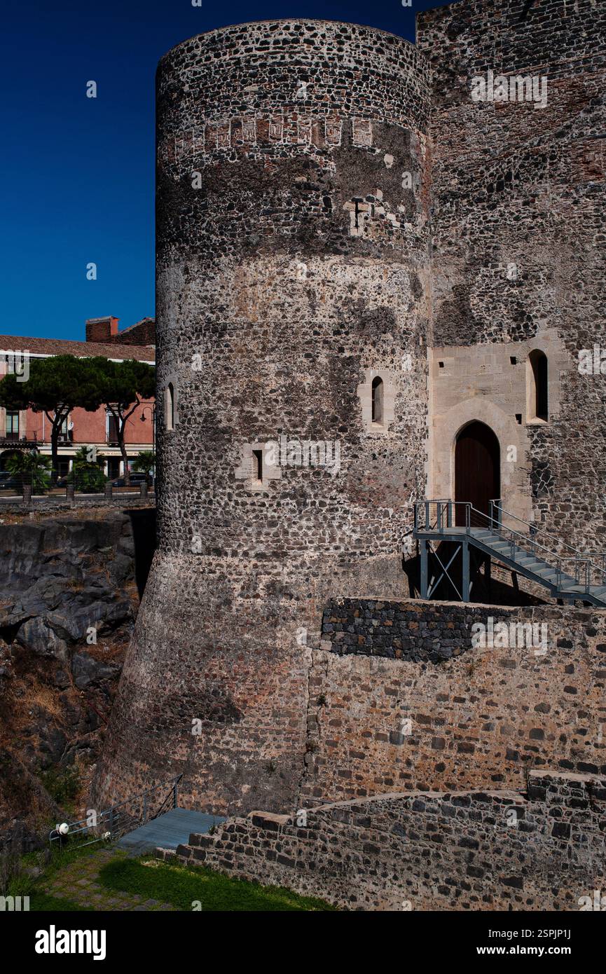 Mount Etna lava that filled the moat of Castello Ursino (Bear Castle ...