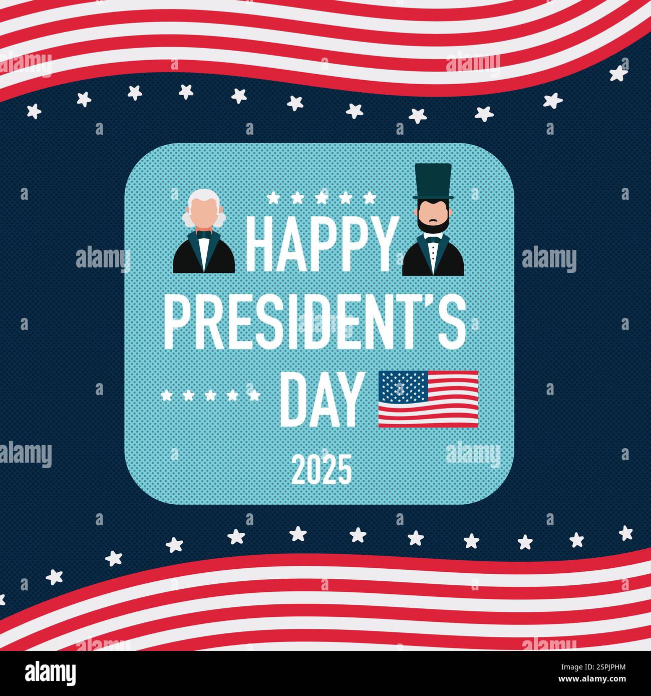 Celebration of President's Day 2025 with patriotic design, featuring ...