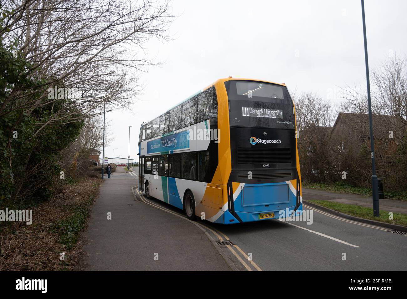 Stagecoach electric bus U1 service to Warwick University, Heathcote ...