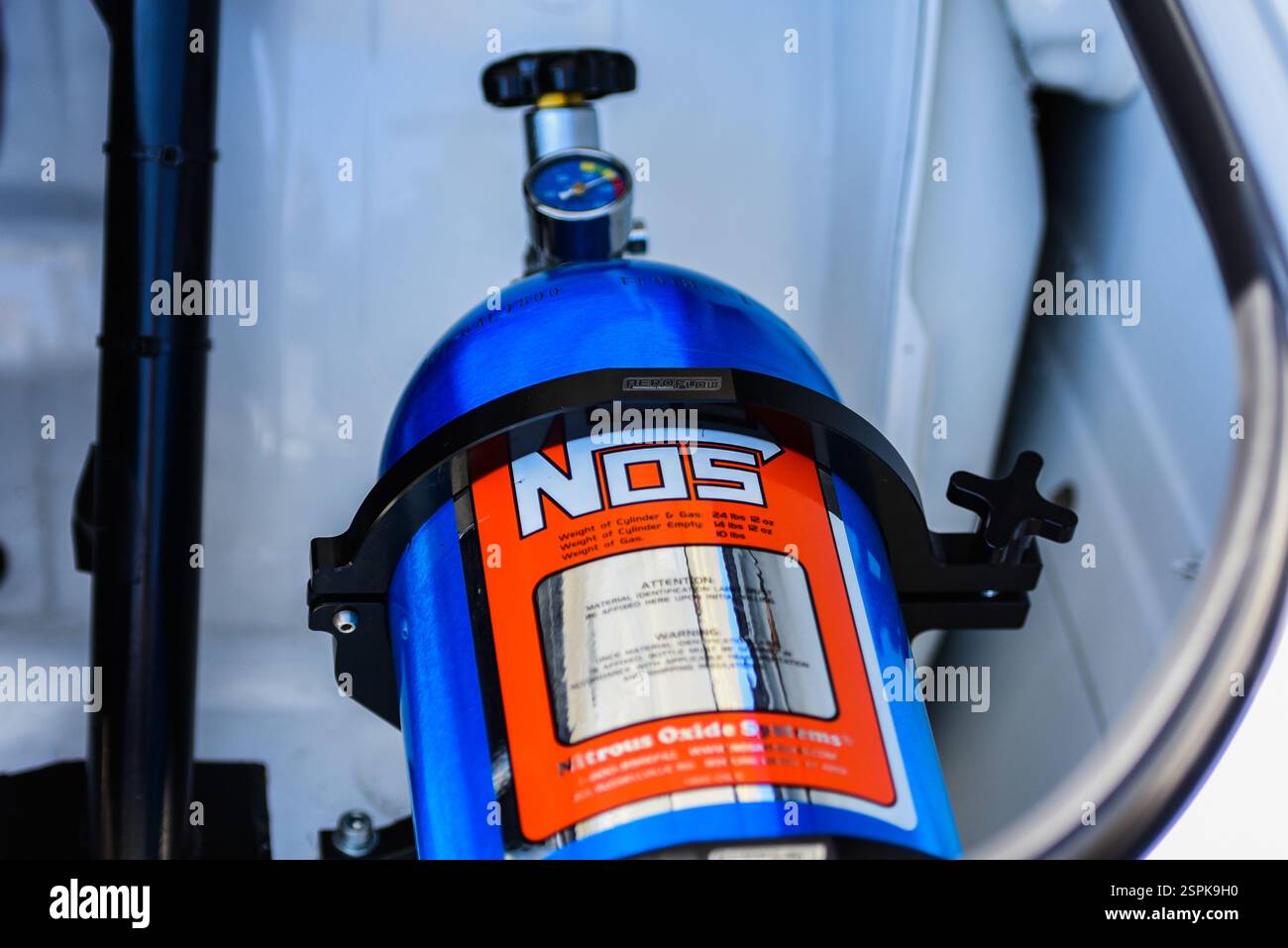 A tank of NOS installed in a car is seen during the Tuff Streeters ...