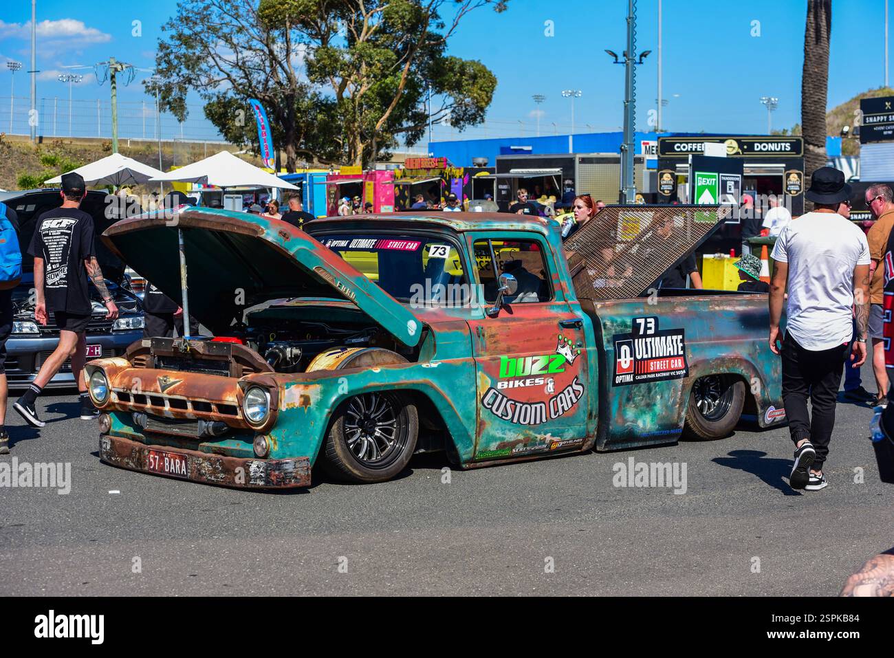 Restored 1957 Ford F600 pickup truck is seen during the Tuff Streeters ...