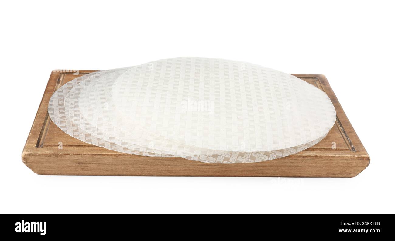 Edible rice paper sheets isolated on white Stock Photo - Alamy