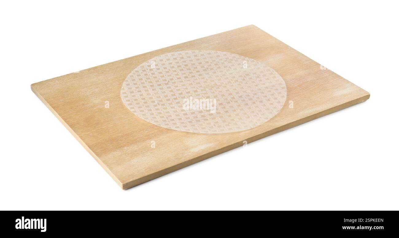 Edible rice paper sheet isolated on white Stock Photo - Alamy