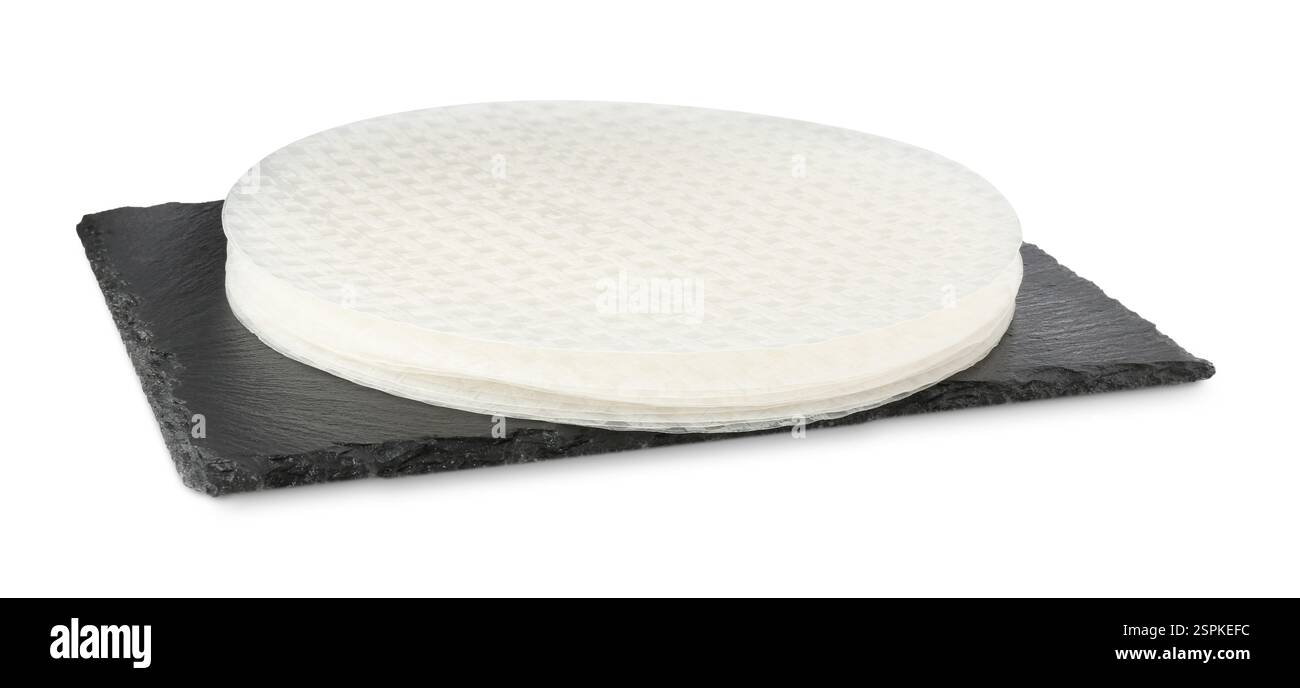 Stack of edible rice paper sheets isolated on white Stock Photo - Alamy