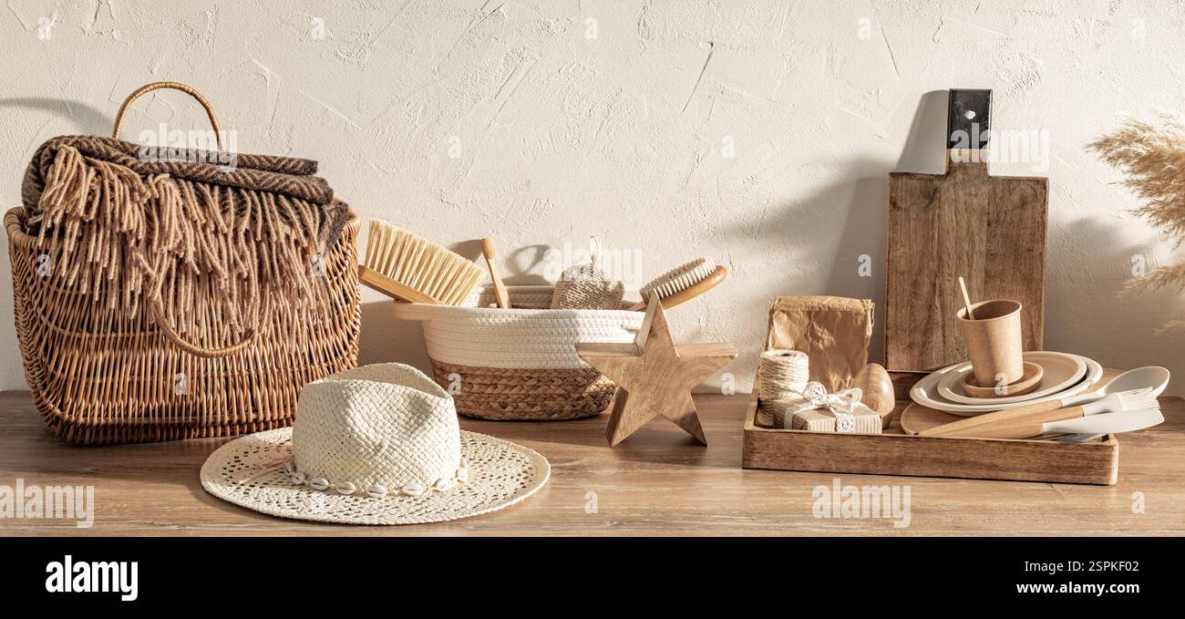 Natural materials create an inviting arrangement of eco-friendly decor ...